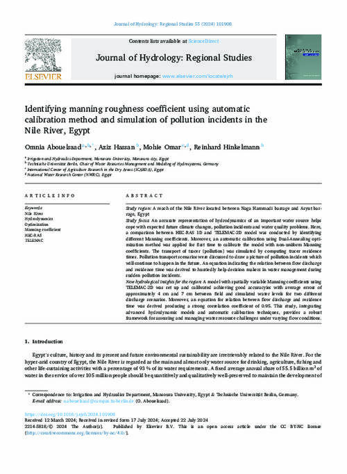 Identifying Manning Roughness Coefficient Using Automatic Calibration